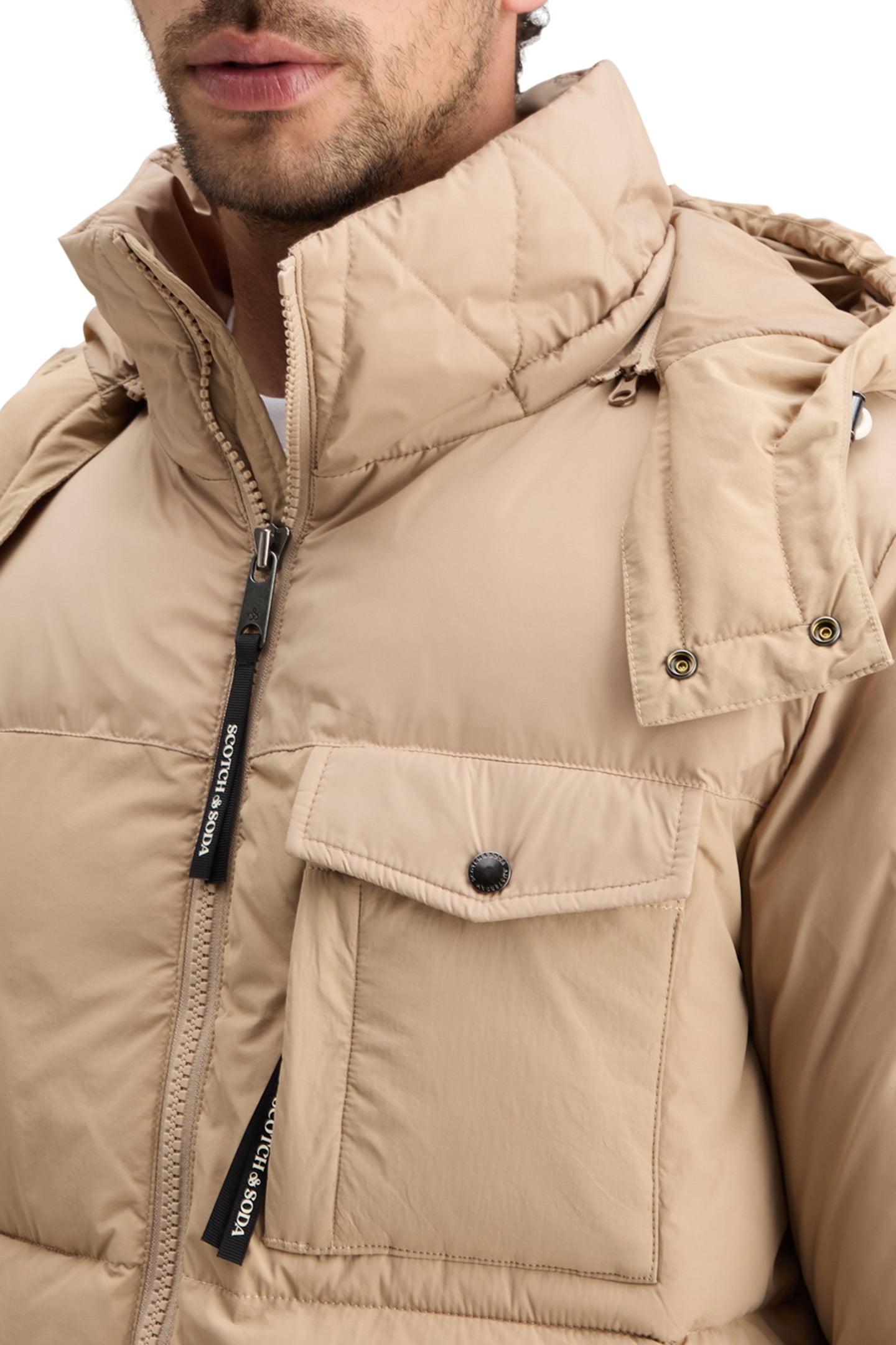 HOODED PUFFER JACKET MOCHA | Online Outlet | Otrium